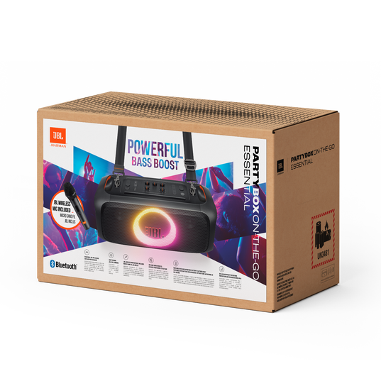 JBL PartyBox On-the-Go Essential | Portable party speaker with built-in lights and wireless mic
